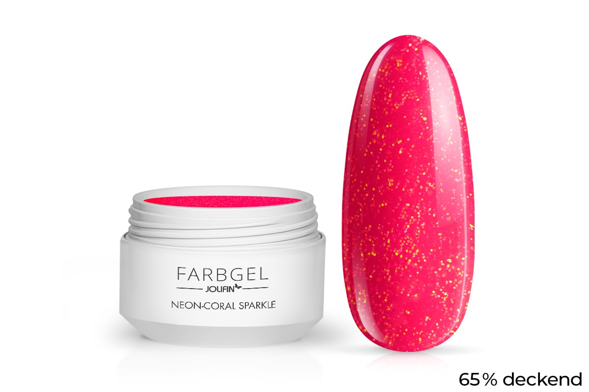 Jolifin colour gel neon-coral sparkle 5ml | 7065AFT